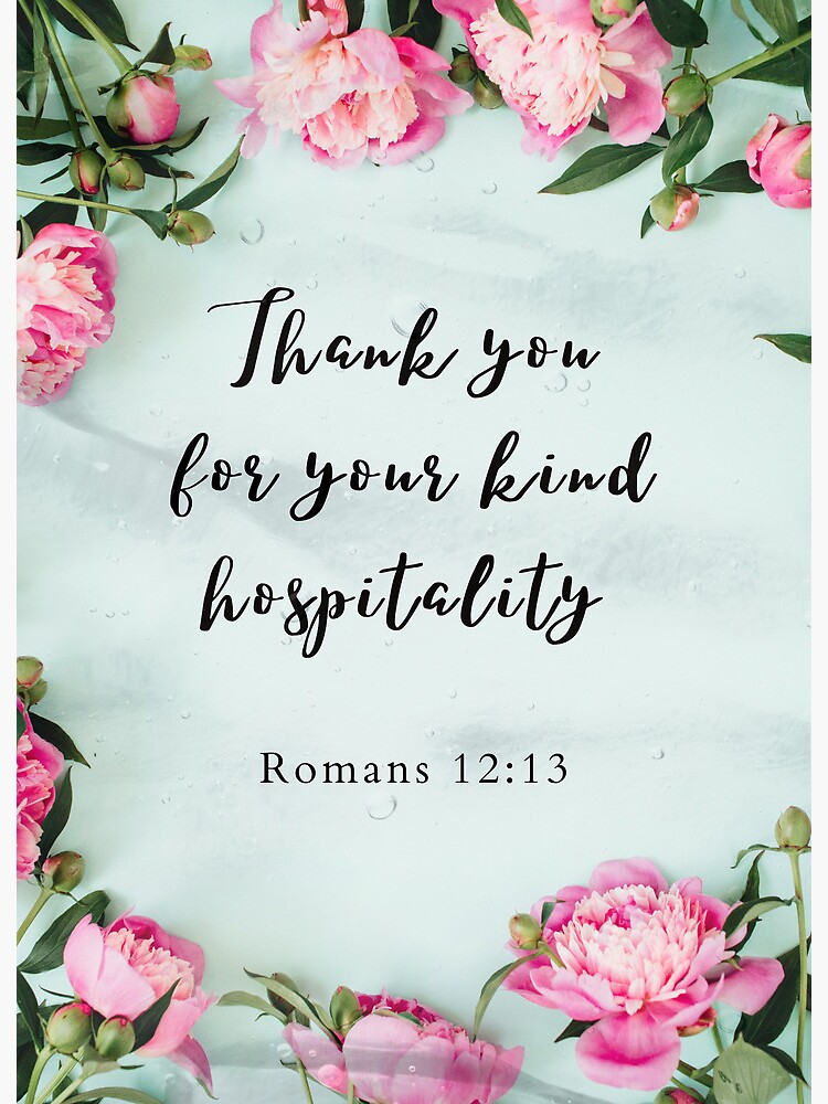 "Thank You Hospitality Greeting Card Romans 12:13" Greeting Card for ...