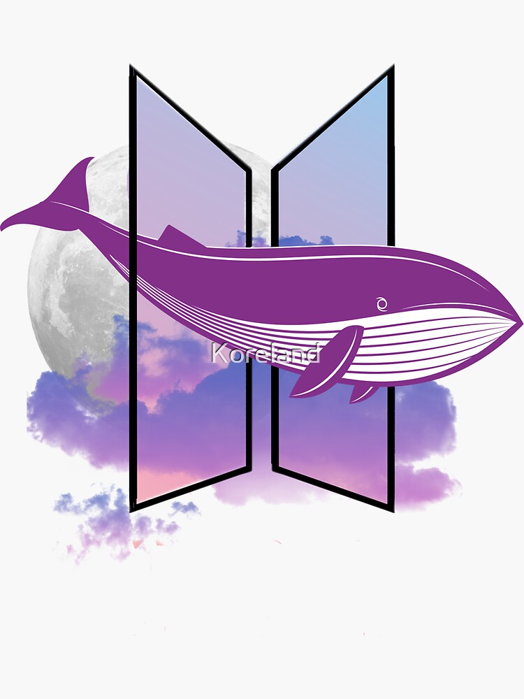 "BTS - purple whale" Sticker for Sale by Koreland | Redbubble