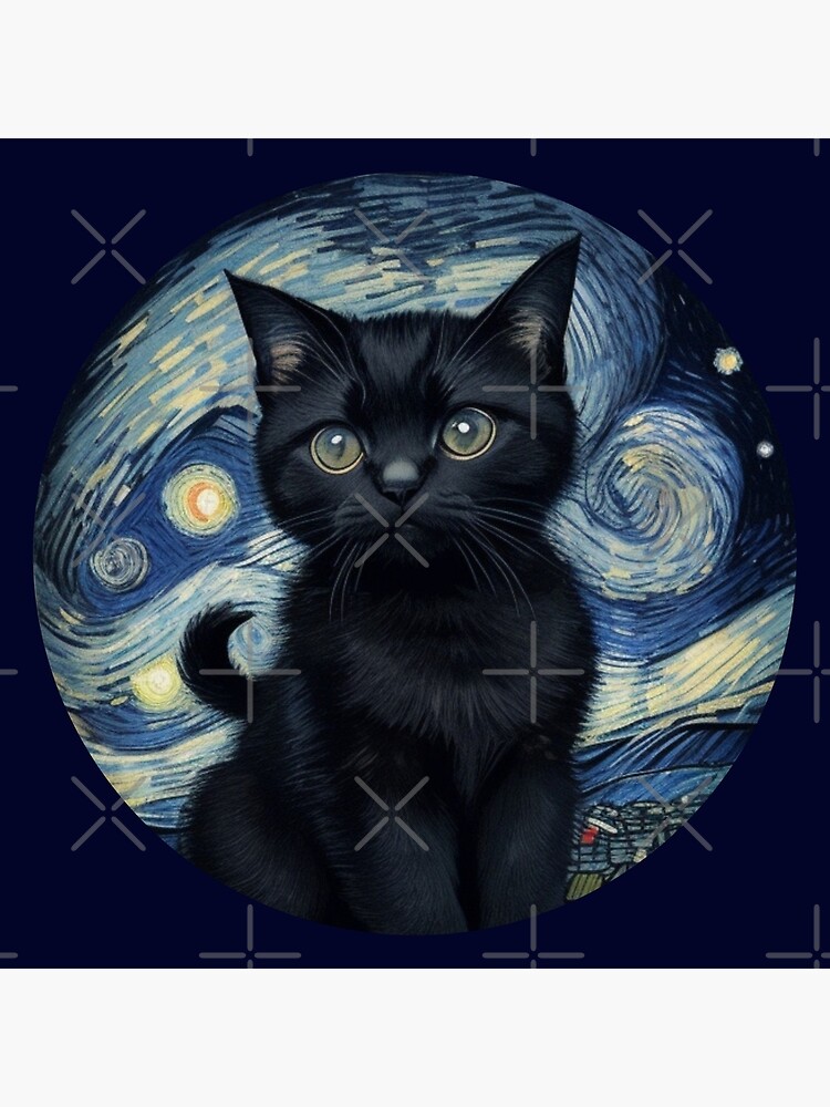 "Starry night Black Cat Van gogh Style" Art Board Print for Sale by ...