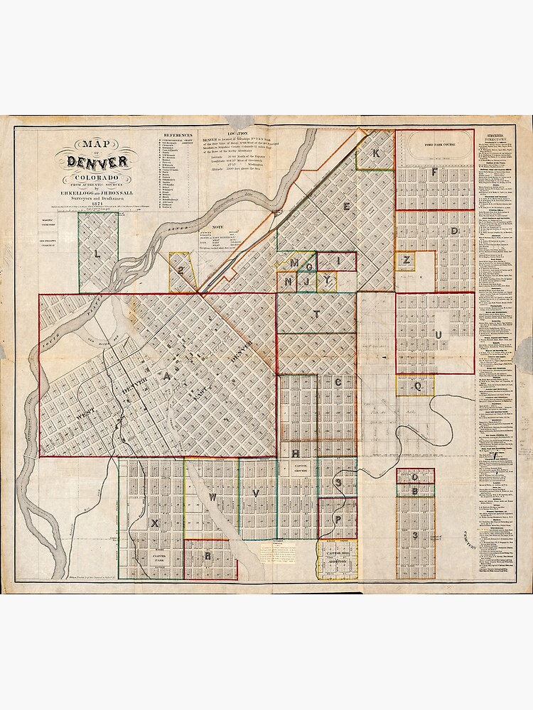 "Map of Denver, Colorado (1871)" Photographic Print by allhistory ...