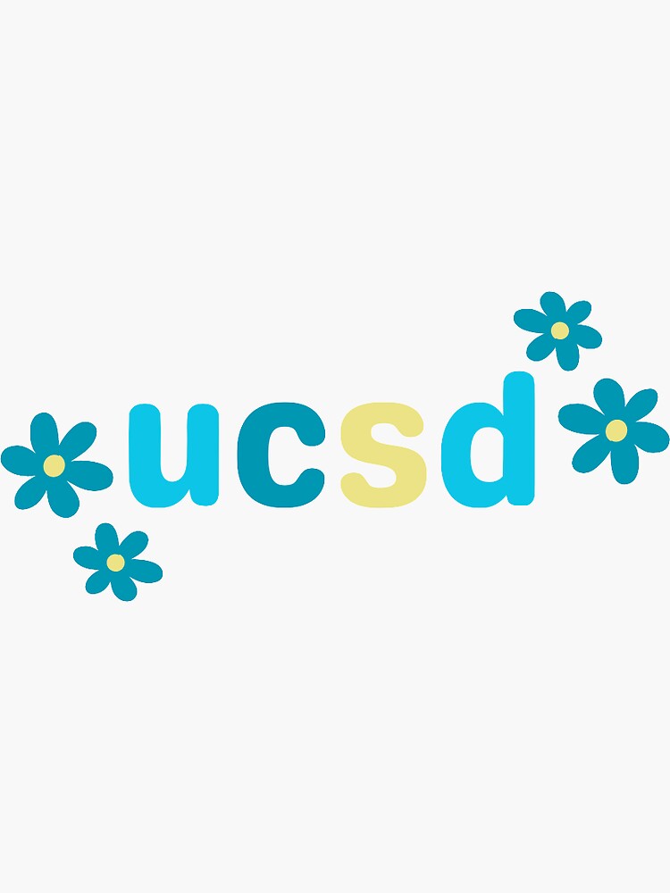 "UCSD Sticker with blue flowers" Sticker for Sale by scotchstickers ...