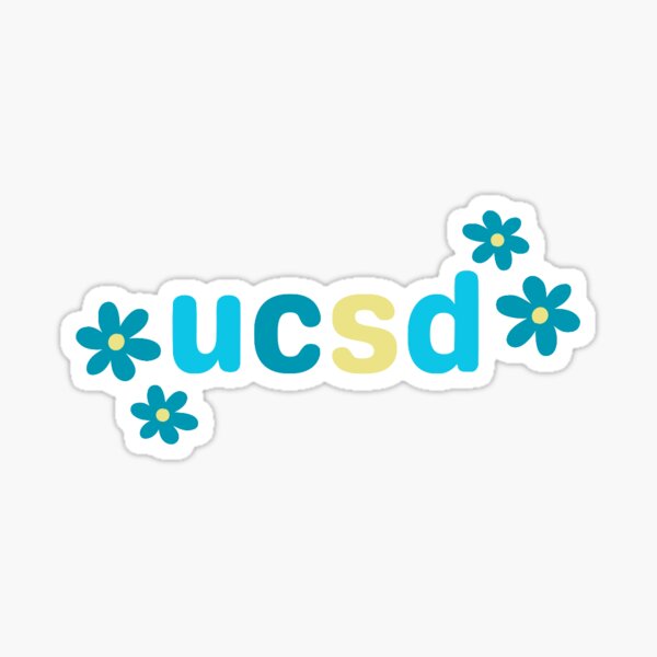 "UCSD Sticker with blue flowers" Sticker for Sale by scotchstickers ...