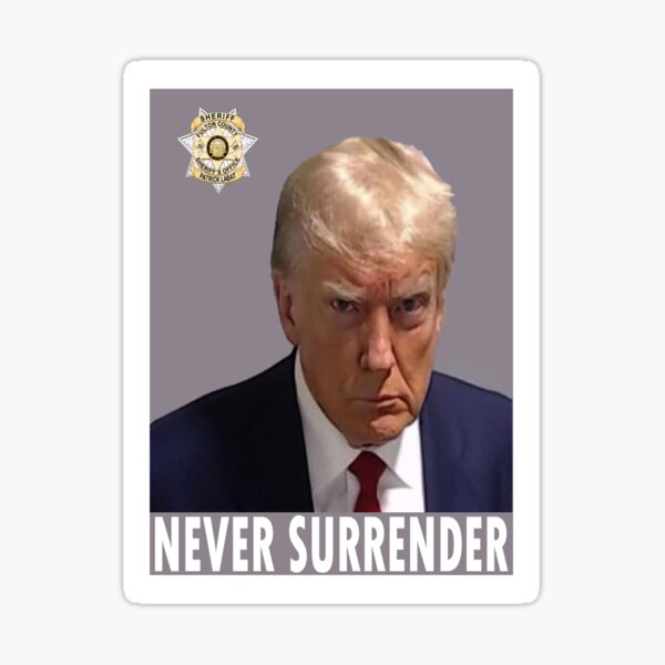 "Iconic President Trump Mugshot With Text High Quality" Sticker for ...