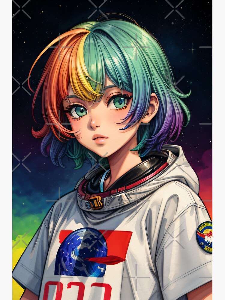"Rainbow Hair Anime Girl" Sticker for Sale by MythicalSticker | Redbubble