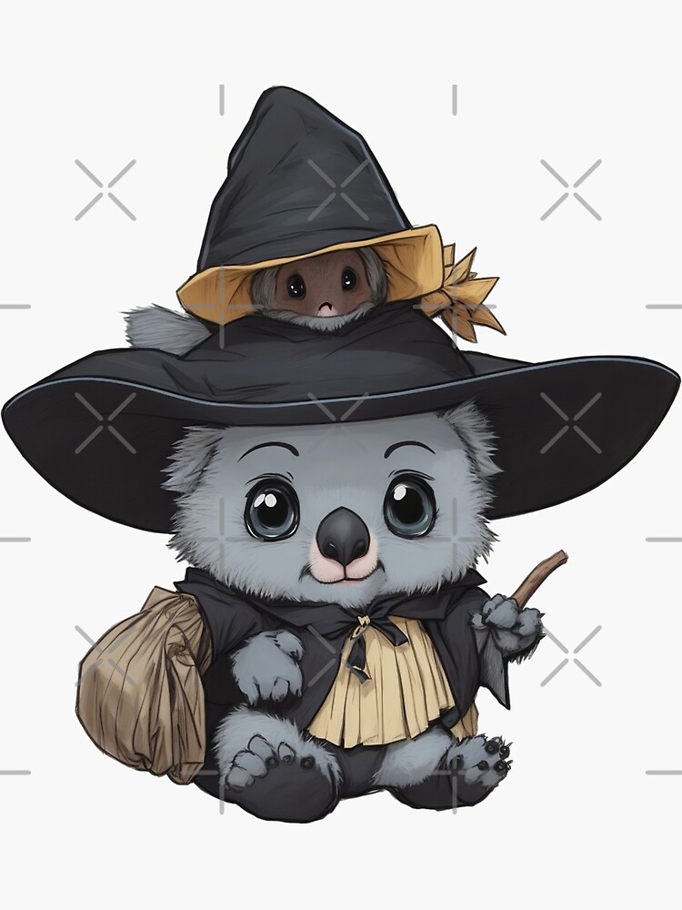 "Cute Koala Witch and friend" Sticker for Sale by SilverFoxxShop ...