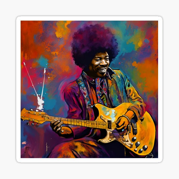 "Jimi Hendrix - Reinventing The Guitar #1" Sticker for Sale by Joe-Flower | Redbubble