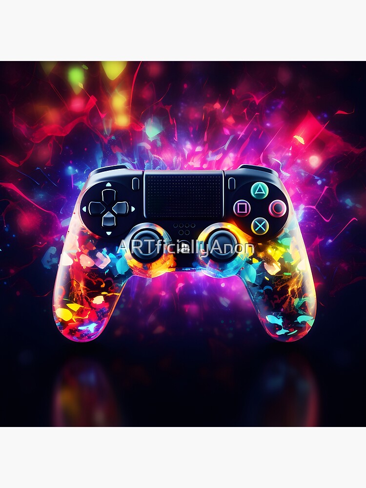 "Abstract Neon Art PS4 Controller " Art Print for Sale by ...