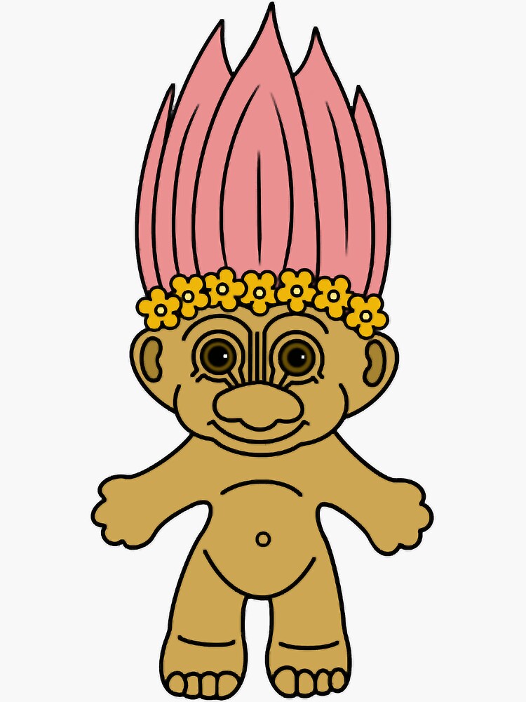 "Retro 70s flower crown flower power troll doll" Sticker for Sale by ...