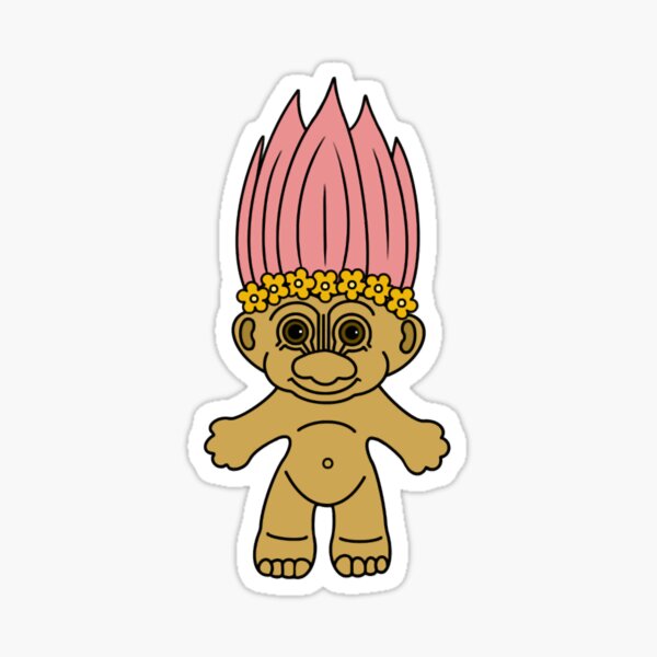 "Retro 70s flower crown flower power troll doll" Sticker for Sale by ...