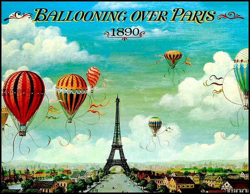 "BALLOONING OVER PARIS : Vintage 1890 Advertising Print" by posterbobs ...