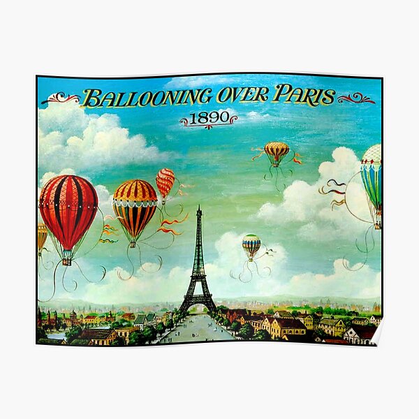 "BALLOONING OVER PARIS : Vintage 1890 Advertising Print" Poster for ...