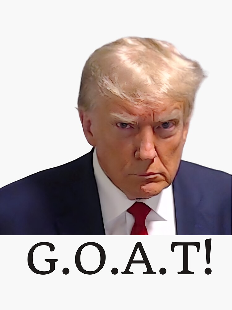 "GOAT Donald Trump mugshot" Sticker for Sale by The Lazord | Redbubble
