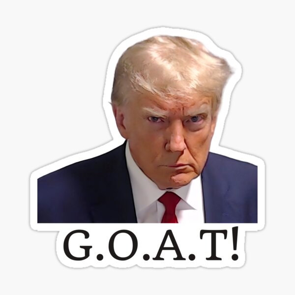 "GOAT Donald Trump mugshot" Sticker for Sale by The Lazord | Redbubble