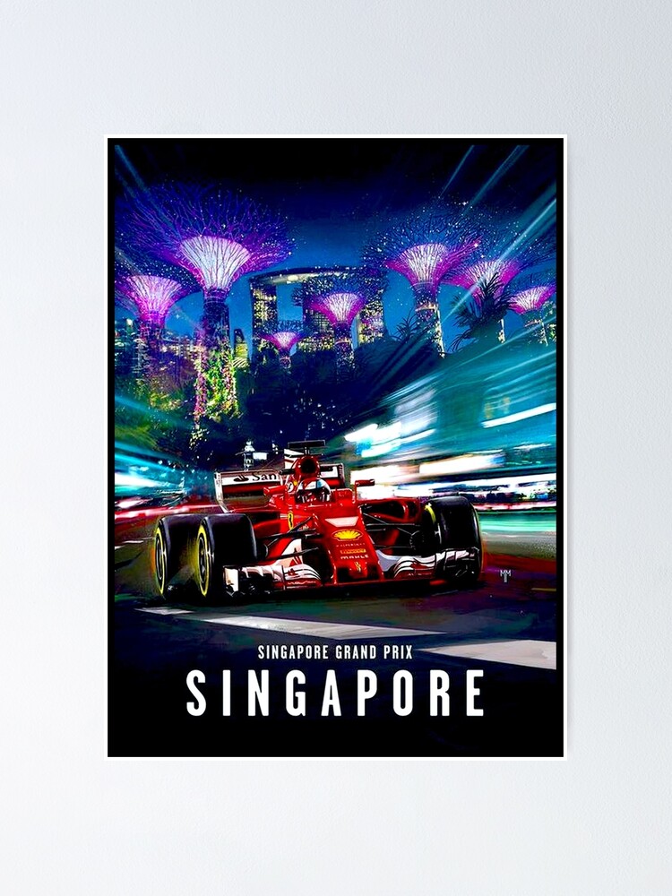 "SINGAPORE : Grand Prix Auto Racing Advertising Print" Poster for Sale ...