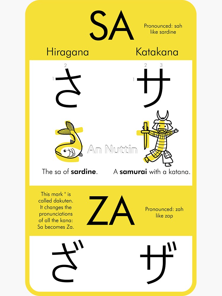 "Learning Hiragana & Katakana - Sa & Za" Sticker for Sale by An Nuttin ...