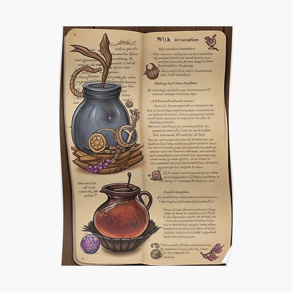 "Elixir Vintage Patent Recipe Sheet Grimoire" Poster for Sale by Yellowriversss | Redbubble