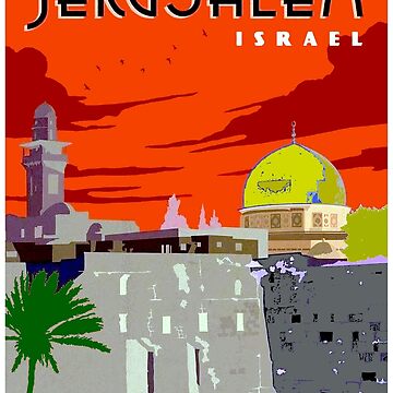 "JERUSALEM ISRAEL : Vintage Western Wall Travel Advertising Print ...