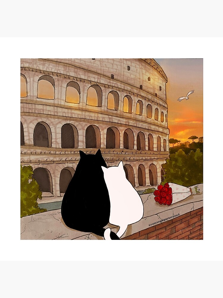 "Journal of a Cat in Rome - Romantic Sunset at the Colosseum" Art Board ...