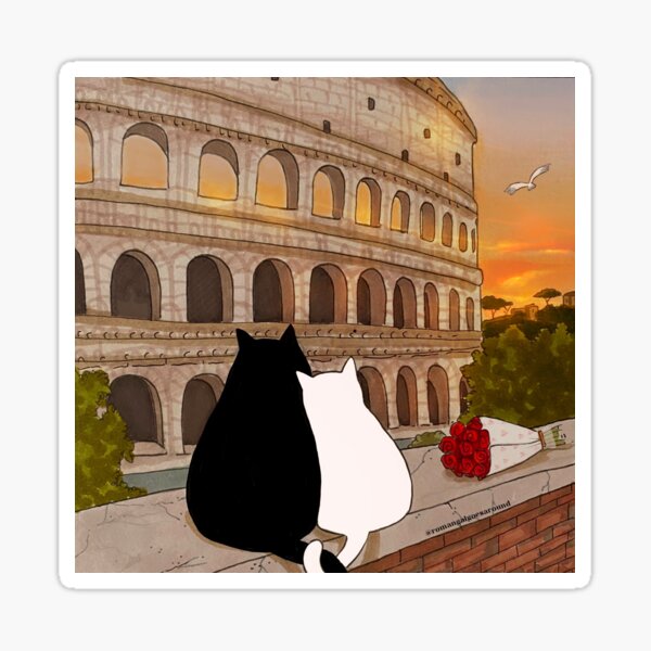 "Journal of a Cat in Rome - Romantic Sunset at the Colosseum" Sticker ...