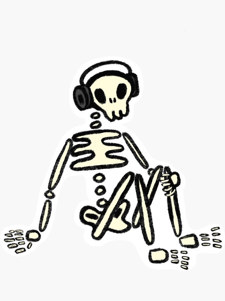 "Music skeleton" Sticker for Sale by tuppaware-art | Redbubble