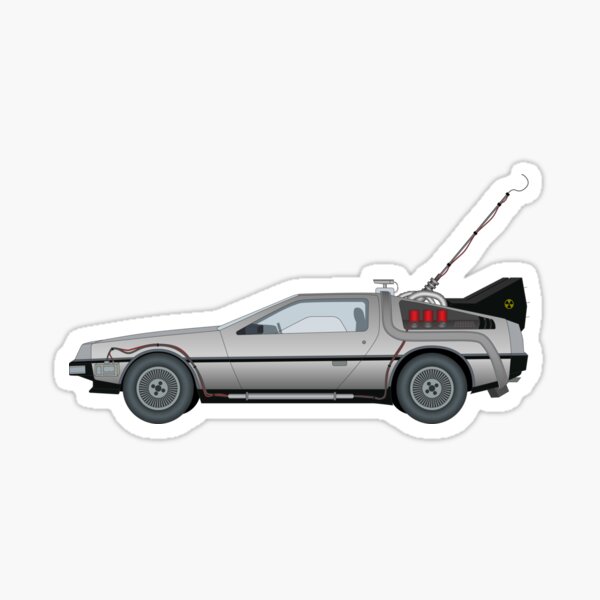 "1955 Delorean with lightning hook" Sticker for Sale by Puffin-Paints ...