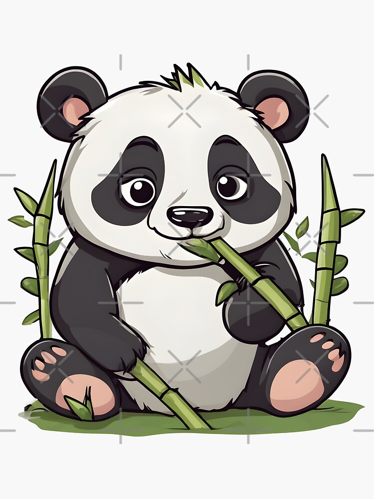 "Panda Eating Bamboo" Sticker for Sale by Realizey | Redbubble