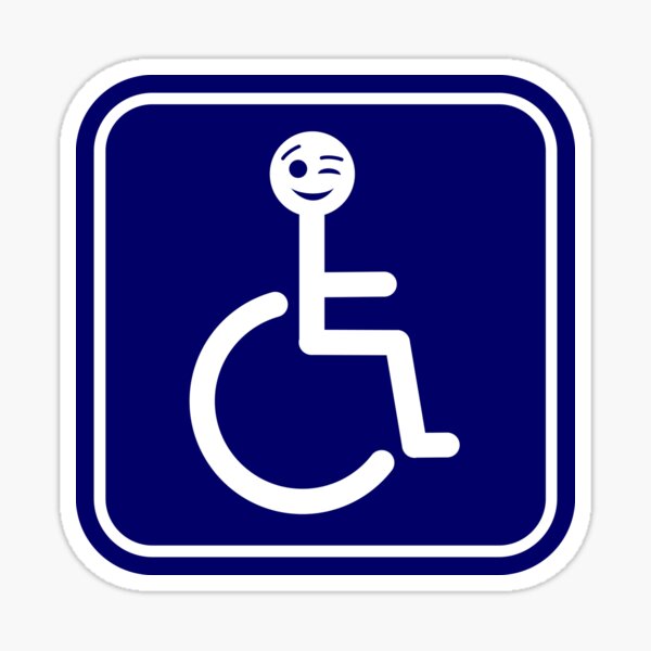 "Disabled Blue Badge with winking face emoji " Sticker for Sale by Sue ...
