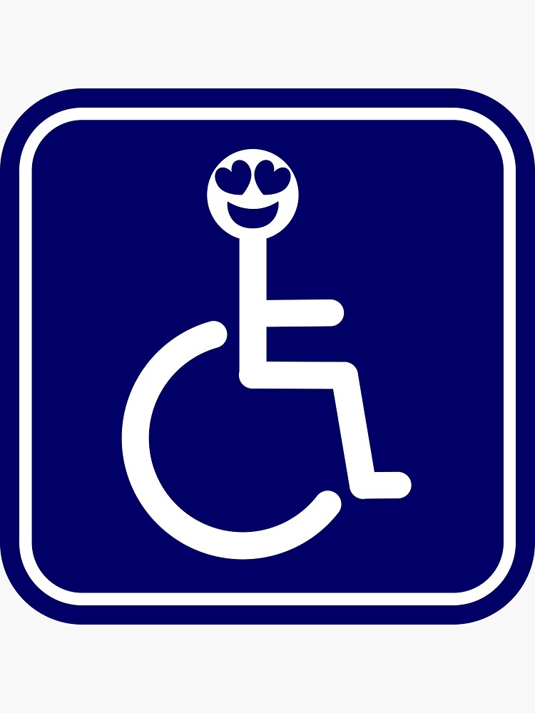 "Disabled Blue Badge with hearts for eyes face emoji" Sticker for Sale ...