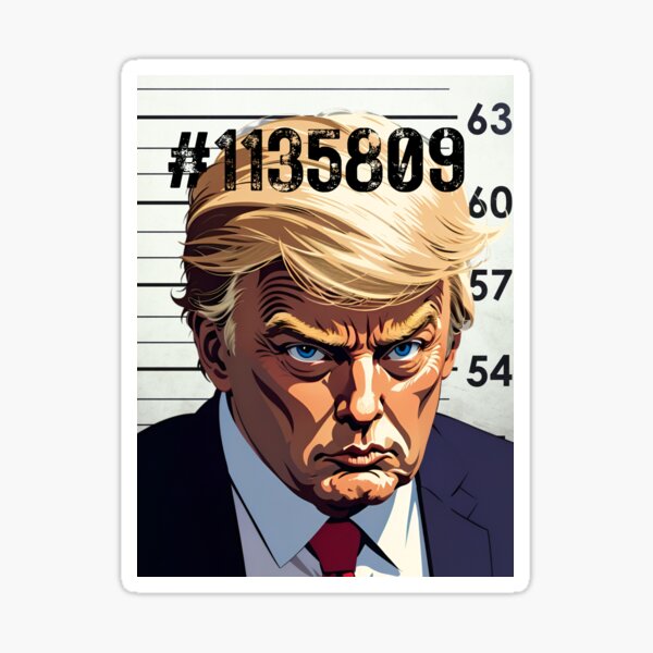 "1135809 Cartoon Inspired Trump Mugshot" Sticker for Sale by ElLocoMus ...