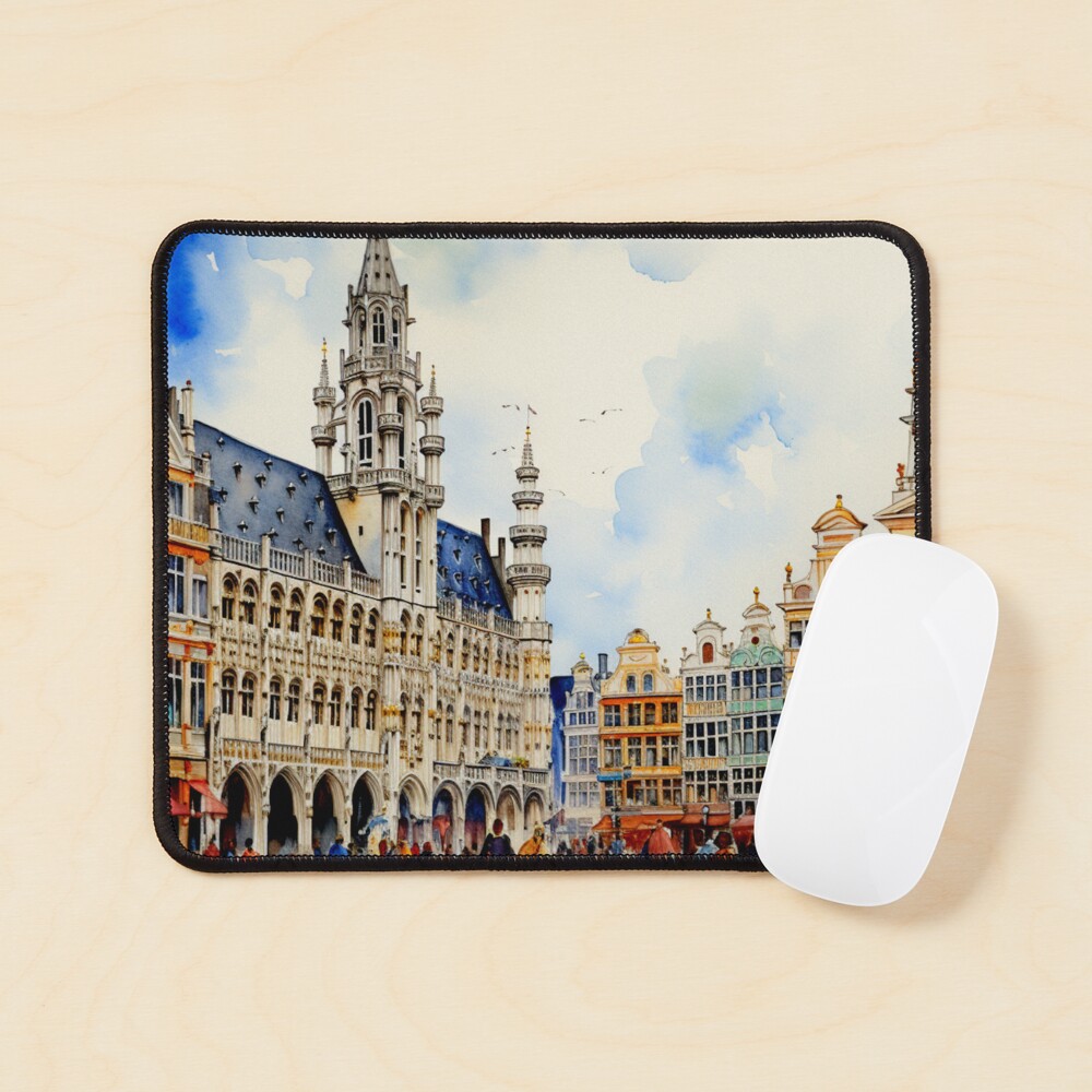"A Watercolor Design of the Grote Markt in Brussels - Belgium" Poster ...
