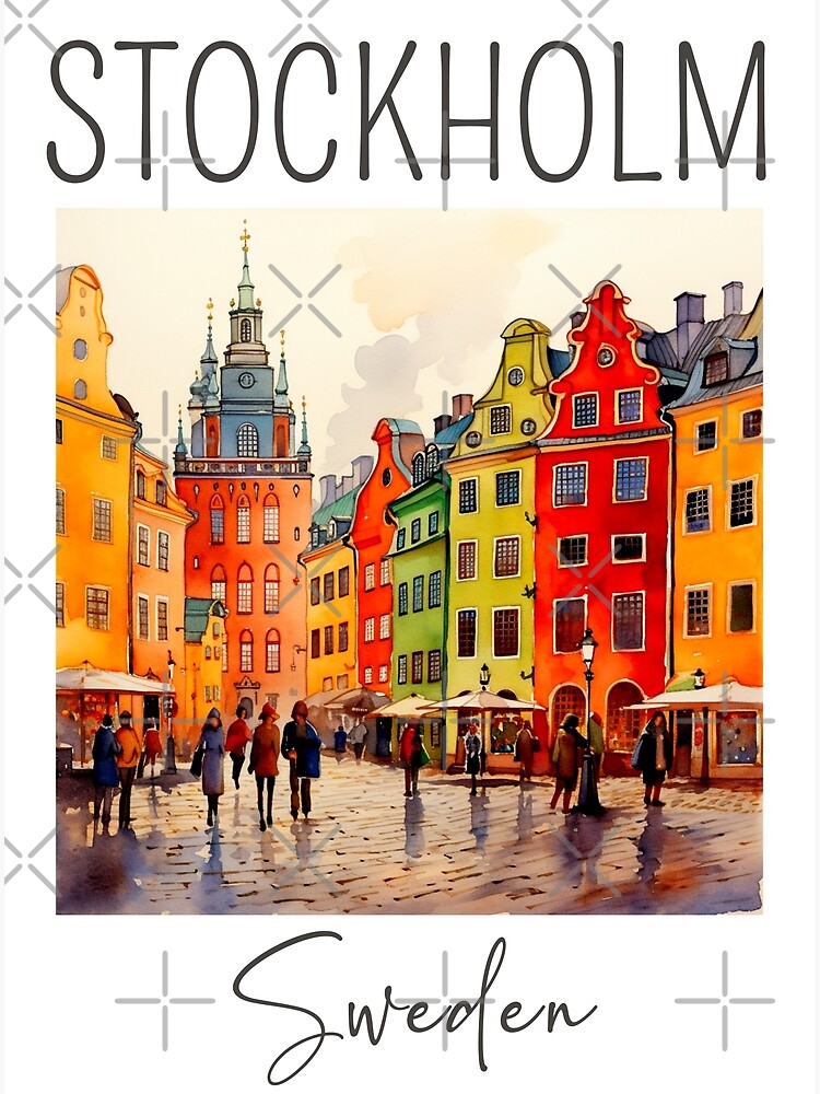 "A Watercolor Design of Stockholm - Sweden" Photographic Print for Sale ...