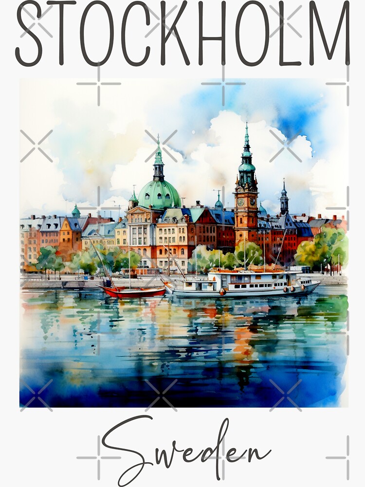 "A Watercolor Design of Stockholm - Sweden" Sticker for Sale by Sketch ...