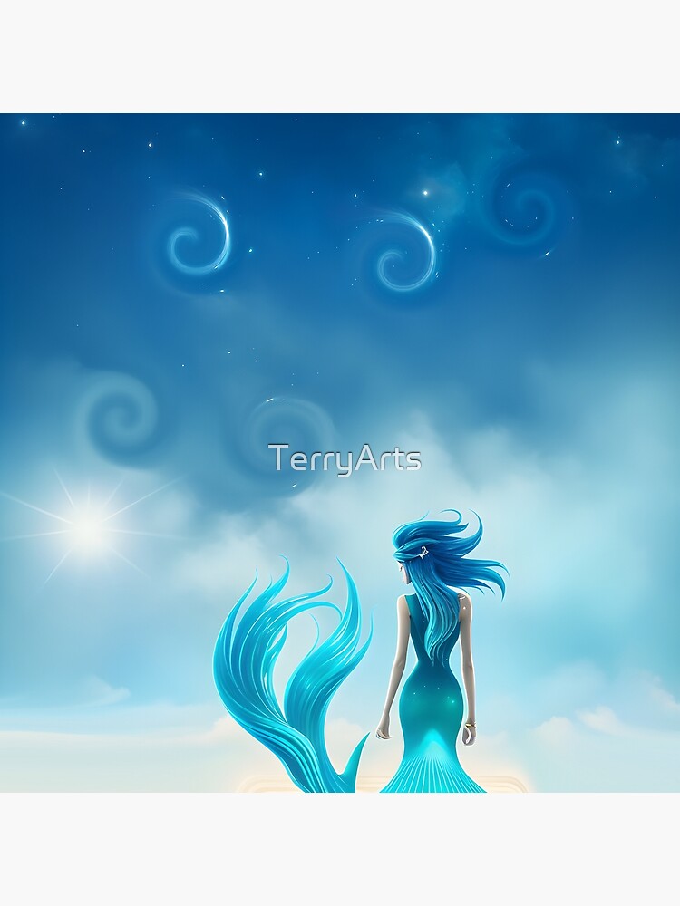"Blue Hair Mermaid Minimalist Mermaid at the Beach - AI Art 2 of 4 ...