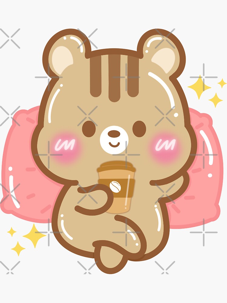 "Cute Kawaii Chipmunk ADORABLE COFFEE BREAK" Sticker for Sale by ...