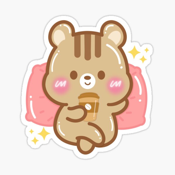 "Cute Kawaii Chipmunk ADORABLE COFFEE BREAK" Sticker for Sale by ...