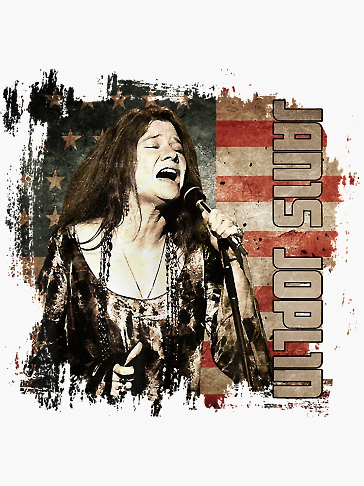 "Graphic Janis Joplin American Flag Tribute " Sticker for Sale by ...