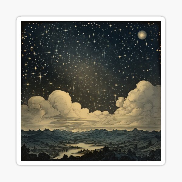"Vintage starry sky at night." Sticker for Sale by CristiCroitoru ...