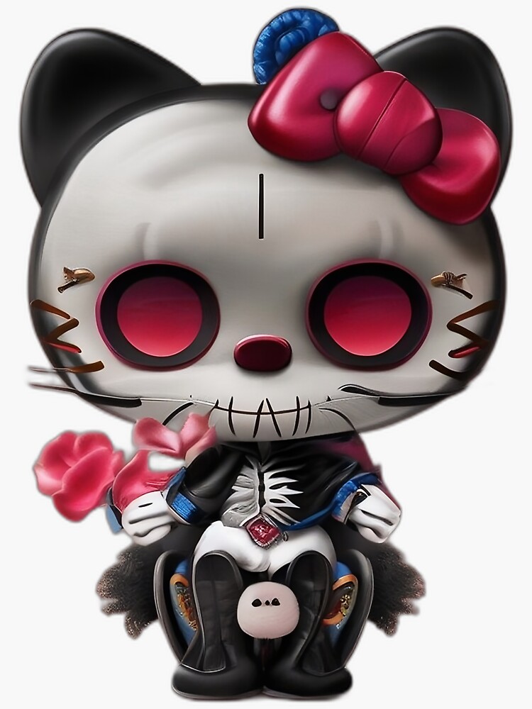 "Surreal Kitty Skull - Enigmatic Fusion of Whimsy and Mystery" Sticker ...