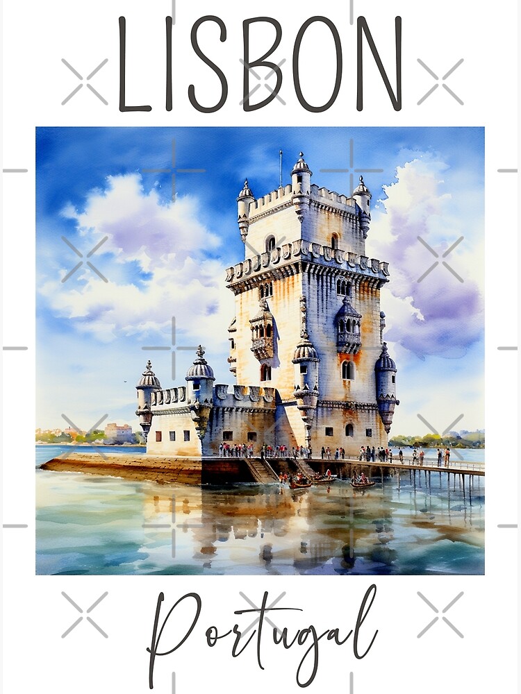 "A Watercolor Design of the Belem Tower in Lisbon - Portugal ...
