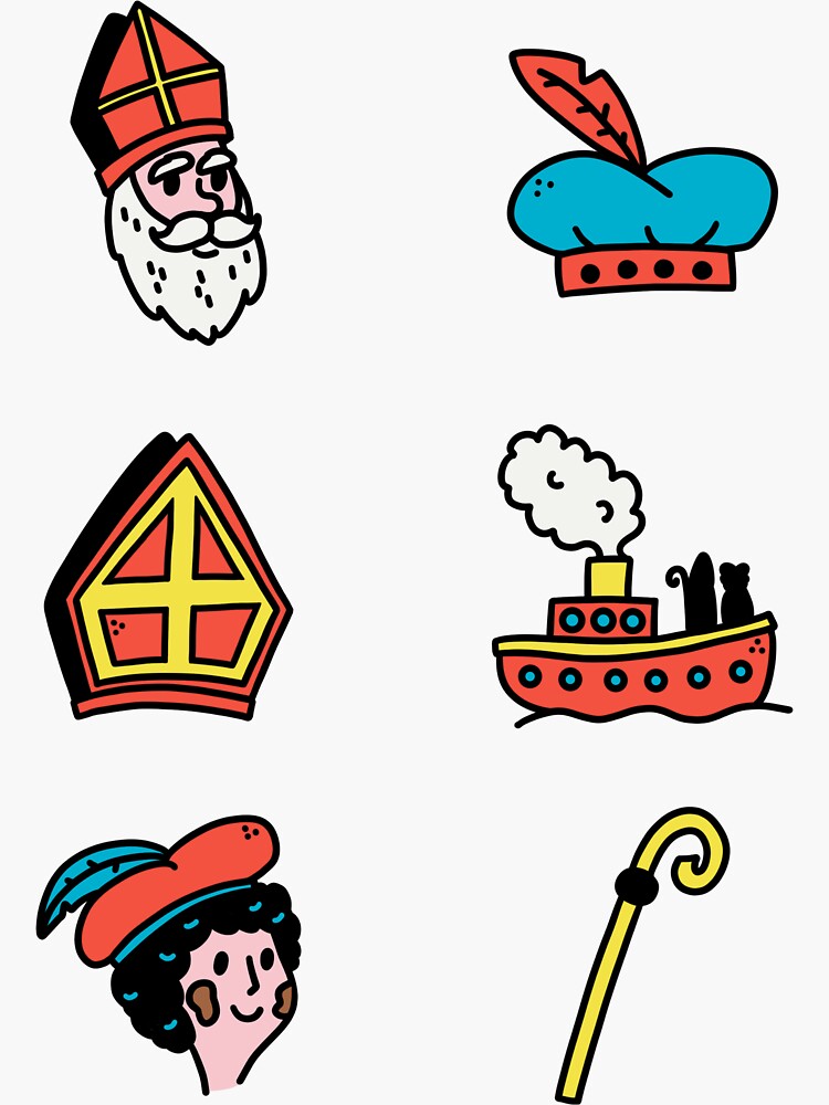 "Sinterklaas Sticker pakket - Sint, Piet, Mijter, Stoomboot, Staf ...