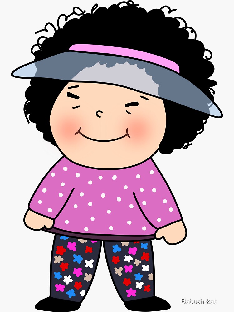 "Ajumma - Korean: 아줌마" Sticker for Sale by Babush-kat | Redbubble