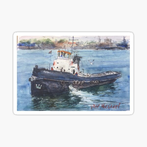"Tugboat " Sticker by jadlart | Redbubble
