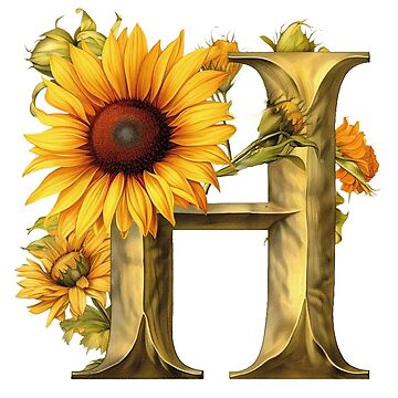 "Letter H Sunflower Letters" Sticker for Sale by DigiBrawn | Redbubble