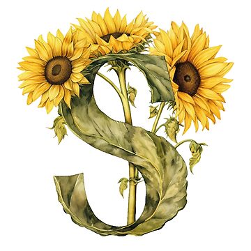 "Letter S Sunflower Letters" Sticker for Sale by DigiBrawn | Redbubble