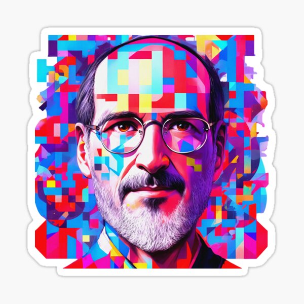 "Apple Founder Steve Jobs Colorful Portrait " Sticker for Sale by ...