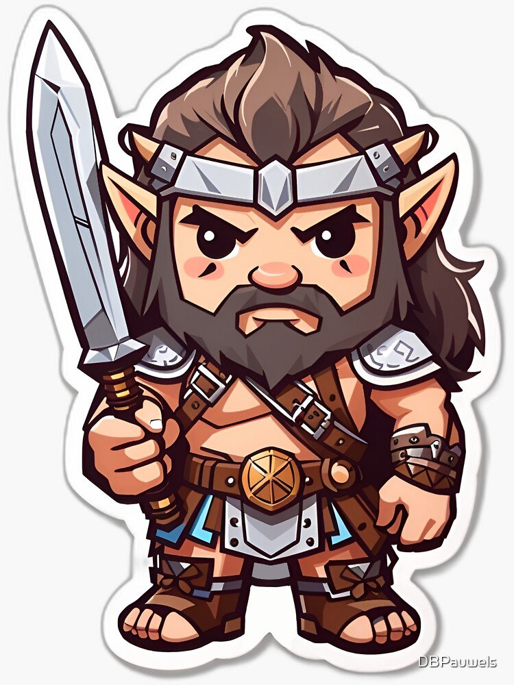 "Beastly Battle Roar, Chibi barbarian" Stickerundefined by DBPauwels ...