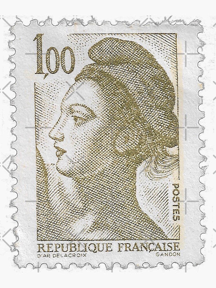 "Vintage France Marianne Postal Stamp 1FF" Sticker for Sale by yousufi ...
