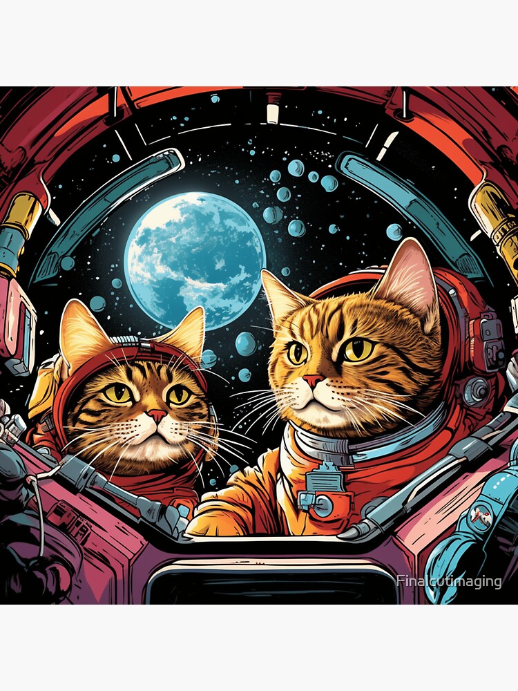 "Space Cats Rocket Ship Art" Sticker for Sale by Finalcutimaging ...