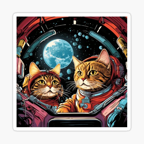 "Space Cats Rocket Ship Art" Sticker for Sale by Finalcutimaging ...