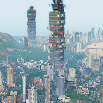 "Sim City Skyline View of Mega Towers Fan Art" Sticker for Sale by ...